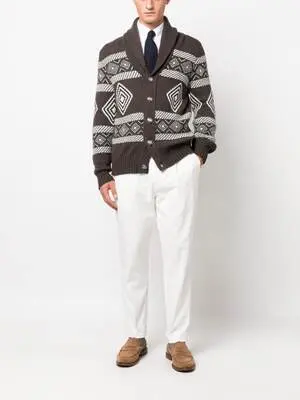 Brunello Cucinelli Pattern-intarsia Cashmere Cardigan
