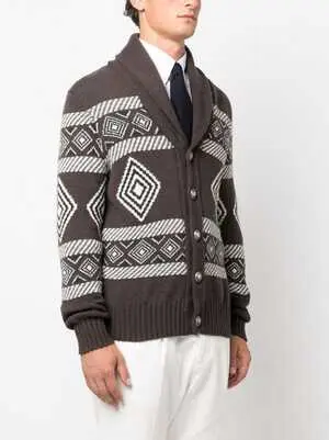 Brunello Cucinelli Pattern-intarsia Cashmere Cardigan