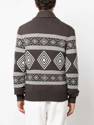 Brunello Cucinelli Pattern-intarsia Cashmere Cardigan