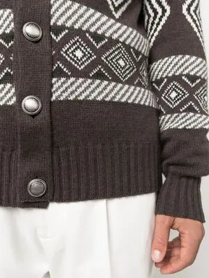 Brunello Cucinelli Pattern-intarsia Cashmere Cardigan