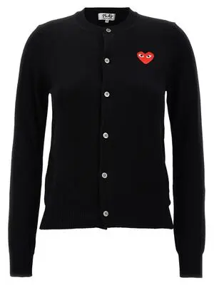 Play Comme Des Garcon 'red Heart' Cardigan - Black