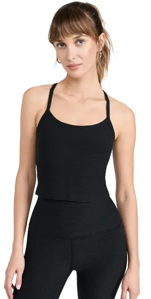 Beyond Yoga Spacedye Slim Racerback Cropped Tank - Darkest Night