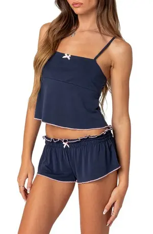 EDIKTED Alice Peplum Camisole - Navy