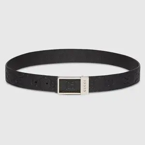 Gucci Reversible Belt With Rectangular Buckle - Black