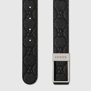 Gucci Reversible Belt With Rectangular Buckle - Black