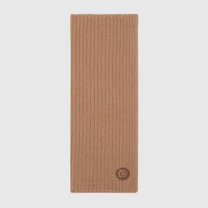 Gucci Wool Cashmere Scarf With Double G Wool - Beige