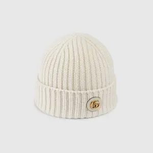 Gucci Wool Cashmere Hat With Double G - White