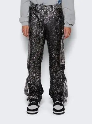 WHO DECIDES WAR BY EV BRAVADO Foil Leather Pant - Coal