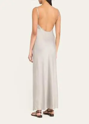 ST. AGNI Silk Low-back Maxi Slip Dress