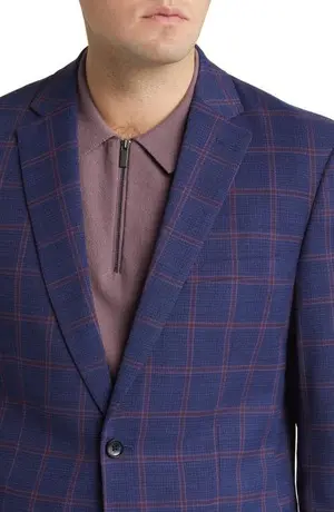 DANIEL HECHTER Windowpane Check Wool Blazer