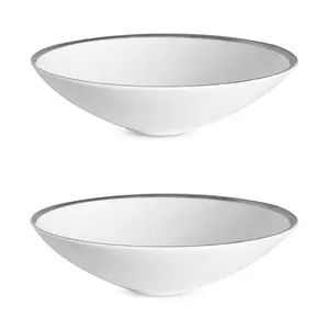 TWIG NEW YORK Platinum Edge Soup/pasta Bowl, Set Of 2 - Silver