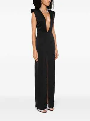 MAISON CLOSE V-neck Satin-weave Gown