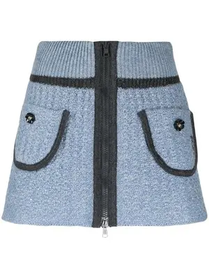 CORMIO Chunky-knit Mini Skirt - Blue