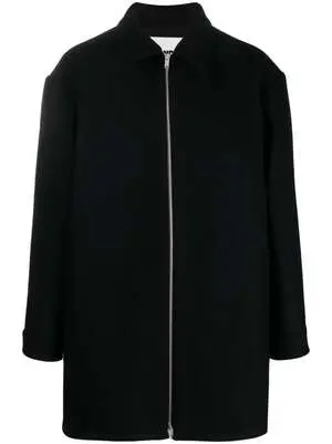 JIL SANDER Zip-up Wool Coat - Blue