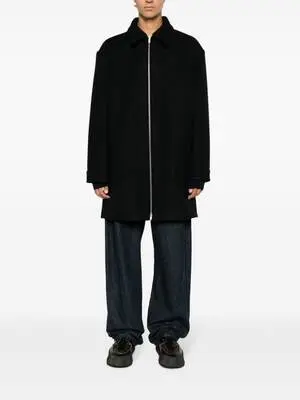 JIL SANDER Zip-up Wool Coat - Blue