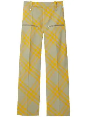 Burberry Checked Straight-leg Trousers - Yellow