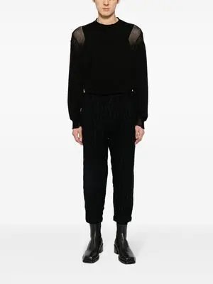Comme Des Garçons Pinstriped Cropped Trousers