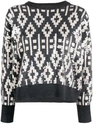 Brunello Cucinelli Sequin-embellished Printed Sweatshirt