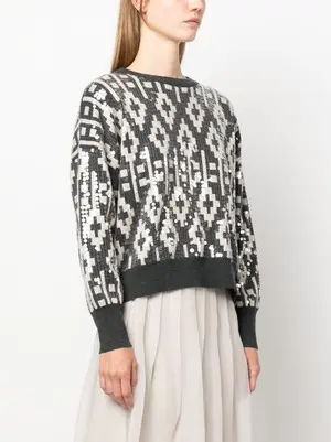 Brunello Cucinelli Sequin-embellished Printed Sweatshirt
