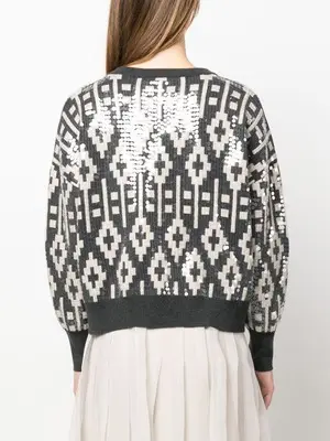 Brunello Cucinelli Sequin-embellished Printed Sweatshirt