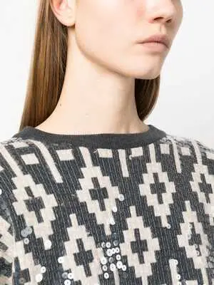 Brunello Cucinelli Sequin-embellished Printed Sweatshirt