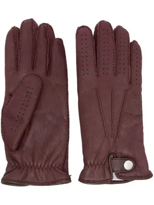 Brunello Cucinelli Perforated Leather Gloves Red