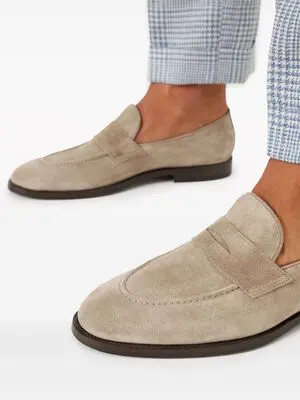 Brunello Cucinelli Suede Penny Loafers - Neutrals