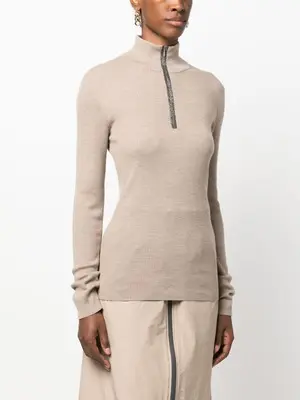Brunello Cucinelli Ribbed-knit Zip-up Jumper