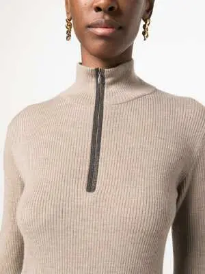 Brunello Cucinelli Ribbed-knit Zip-up Jumper