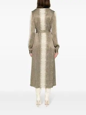 TWINSET Lizard-print Belted Midi Dress - Neutrals
