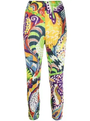 Issey Miyake Graphic-print Pleated Trousers