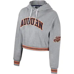 THE WILD COLLECTIVE Auburn Tigers Cropped Shimmer Pullover Hoodie