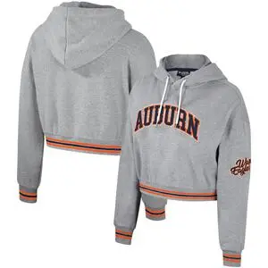 THE WILD COLLECTIVE Auburn Tigers Cropped Shimmer Pullover Hoodie