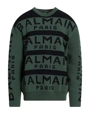 Balmain Virgin Wool Blend Sweater Green