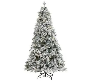 NEARLY NATURAL 5-ft Flocked Lit Christmas Tree - One-color