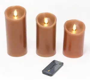 LUMINARA Set Of 3 Assorted Pillars With Remote - One-color