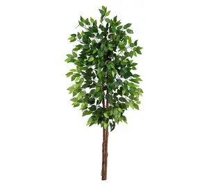 NEARLY NATURAL 5ft Artificial Double Trunk Ficu S Tree - One-color