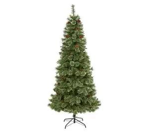 NEARLY NATURAL 7' White Mountain Pine Christmas Tree - One-color