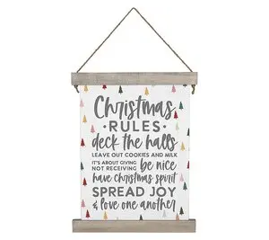 SINCERE SURROUNDINGS 27.5' Christmas Rules Hang Ing Canvas - One-color