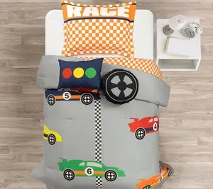LUSH DECOR Racing Cars 4pc Reversible Comforter Twin Set