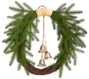 NEARLY NATURAL 24' Holiday Christmas Pine & Bel S Wreath - One-color