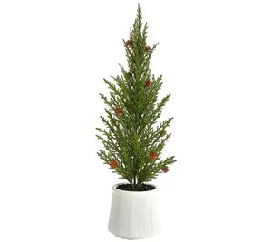 NEARLY NATURAL 26' Pine Christmas Tree With War M White Lights - One-color