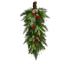 NEARLY NATURAL 30' Cedar & Berry Artificial Chr Istmas Swag - One-color