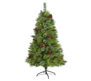 NEARLY NATURAL 5' Montana Mixed Pine Artificial Christmas Tree - One-color