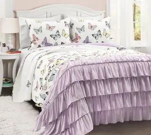 LUSH DECOR Butterfly Oversized 3pc Full/queen Q Ilt Set - One-color