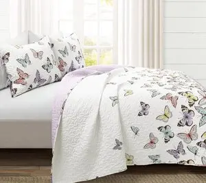 LUSH DECOR Butterfly Oversized 3pc Full/queen Q Ilt Set