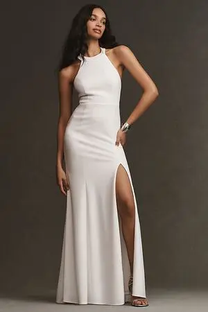 Bhldn Side-slit Stretch Crepe Maxi Dress - White