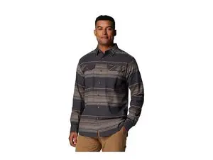 Columbia Flare Guntm Stretch Flannel Men's Long Sleeve Button Up Mountain Blue Trails Edge Plaid Gray