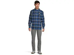 Columbia Flare Guntm Stretch Flannel Long Sleeve Button Up Mountain Trails Edge Plaid - Navy