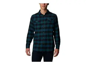 Columbia Flare Guntm Stretch Flannel Men's Long Sleeve Button Up Mountain Blue Trails Edge Plaid Night Wave Buffalo Check